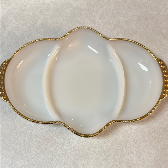 Anchor Hocking | Kitchen | Elegant White And Gold Divided Serving Dish ...